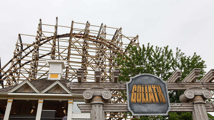 A first ride on Goliath at Six Flags Great America