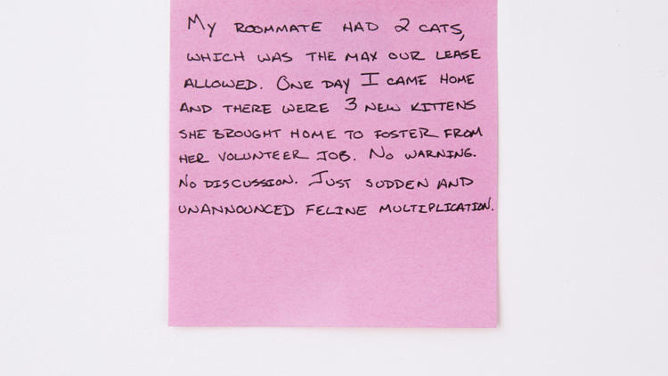 Sticky-note confessions: roommate horror stories
