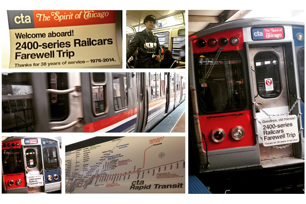 Vintage 1970s Chicago 'El' trains take a farewell ride