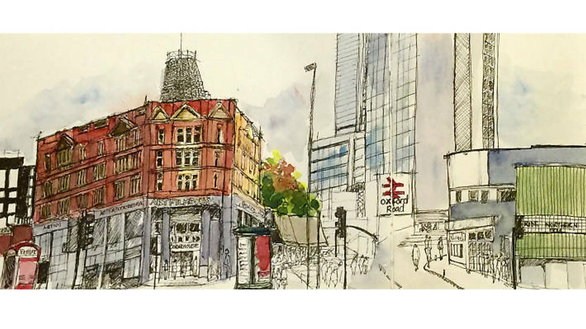 Liz Ackerley's Scribble My Street drawings of Manchester