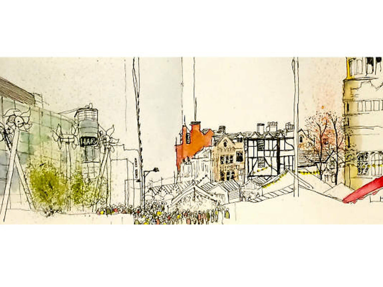 Liz Ackerley's Scribble My Street drawings of Manchester