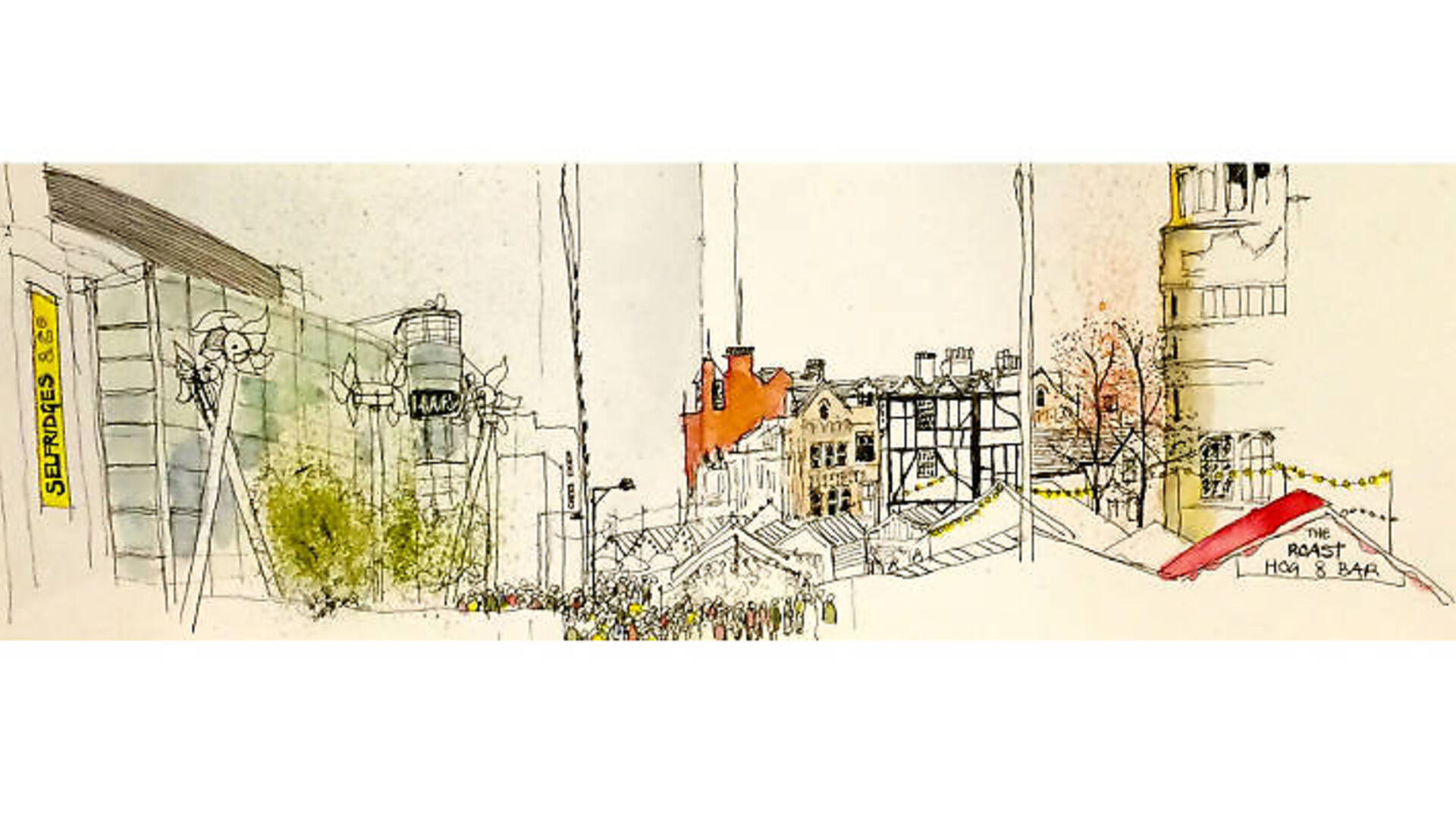 Liz Ackerley's Scribble My Street drawings of Manchester