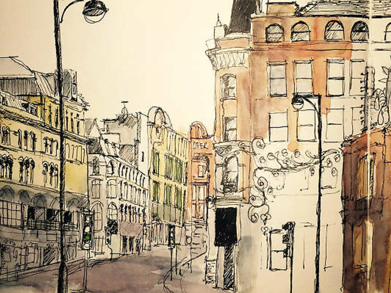 Liz Ackerley's Scribble My Street drawings of Manchester