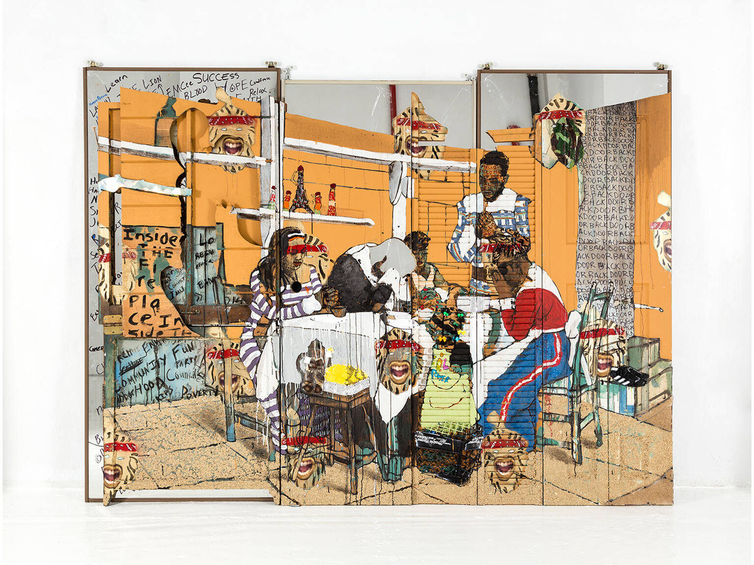 See photos of painter Aaron Fowler's reflective mixed-media works