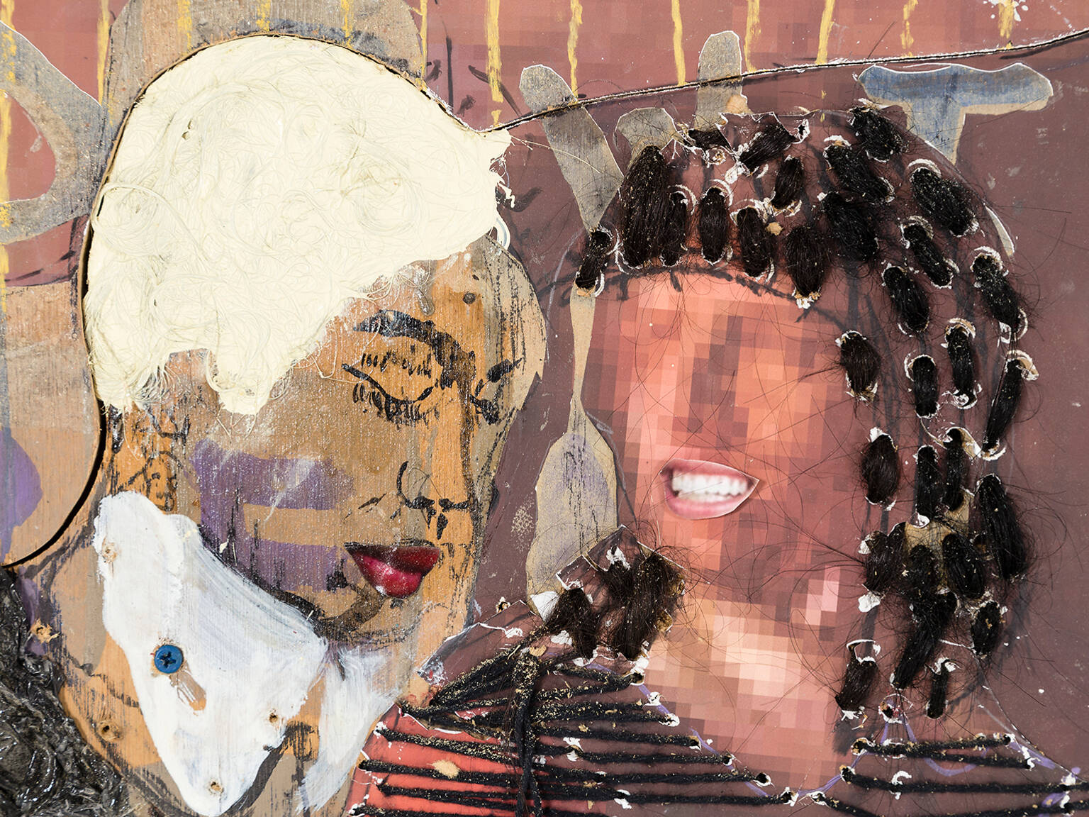 See photos of painter Aaron Fowler's reflective mixed-media works