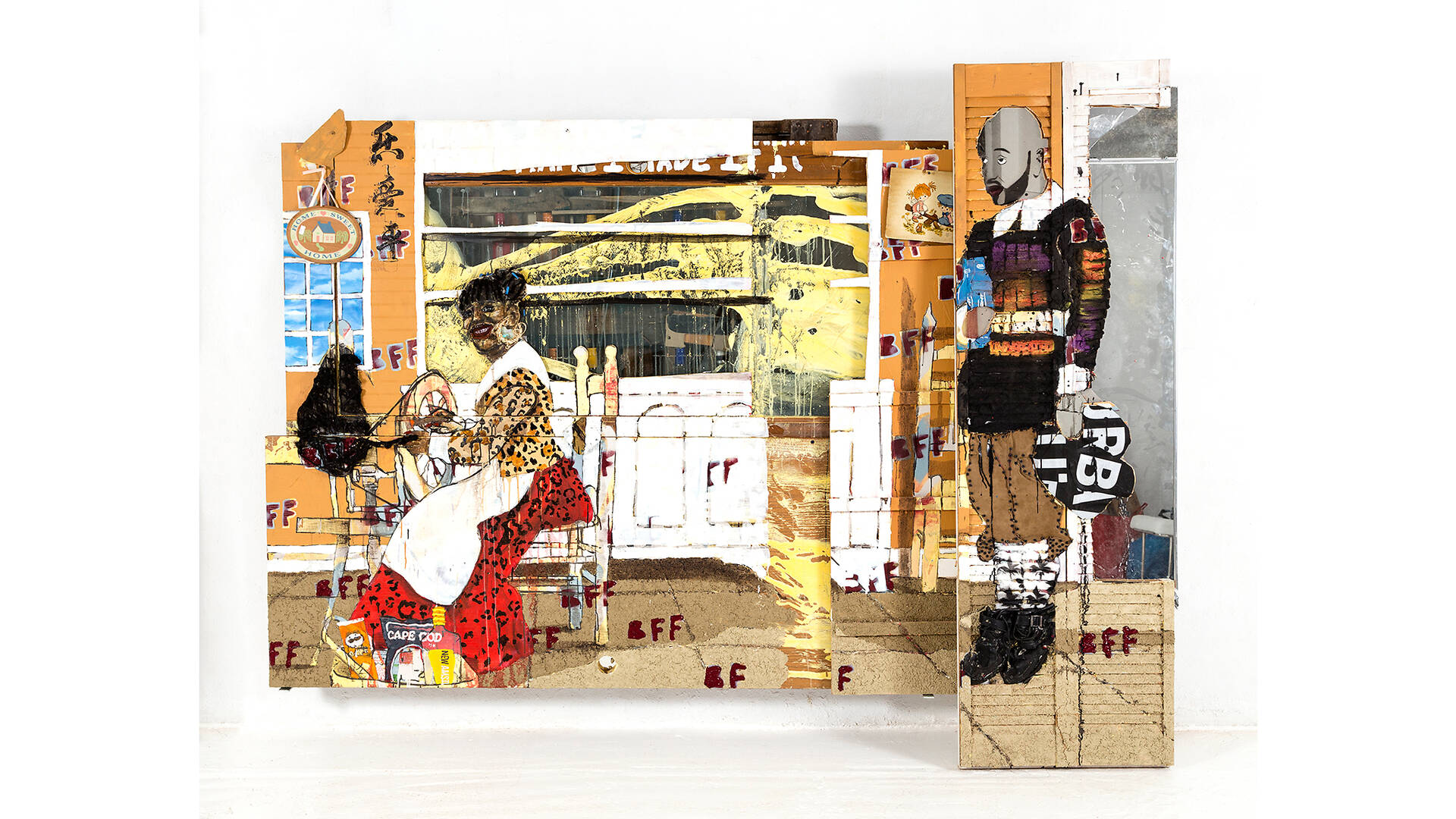 See photos of painter Aaron Fowler's reflective mixed-media works