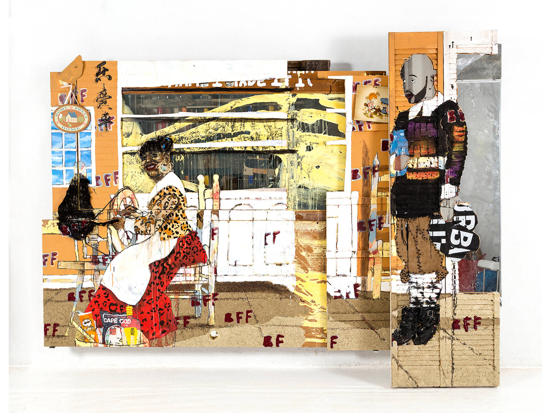 See photos of painter Aaron Fowler's reflective mixed-media works