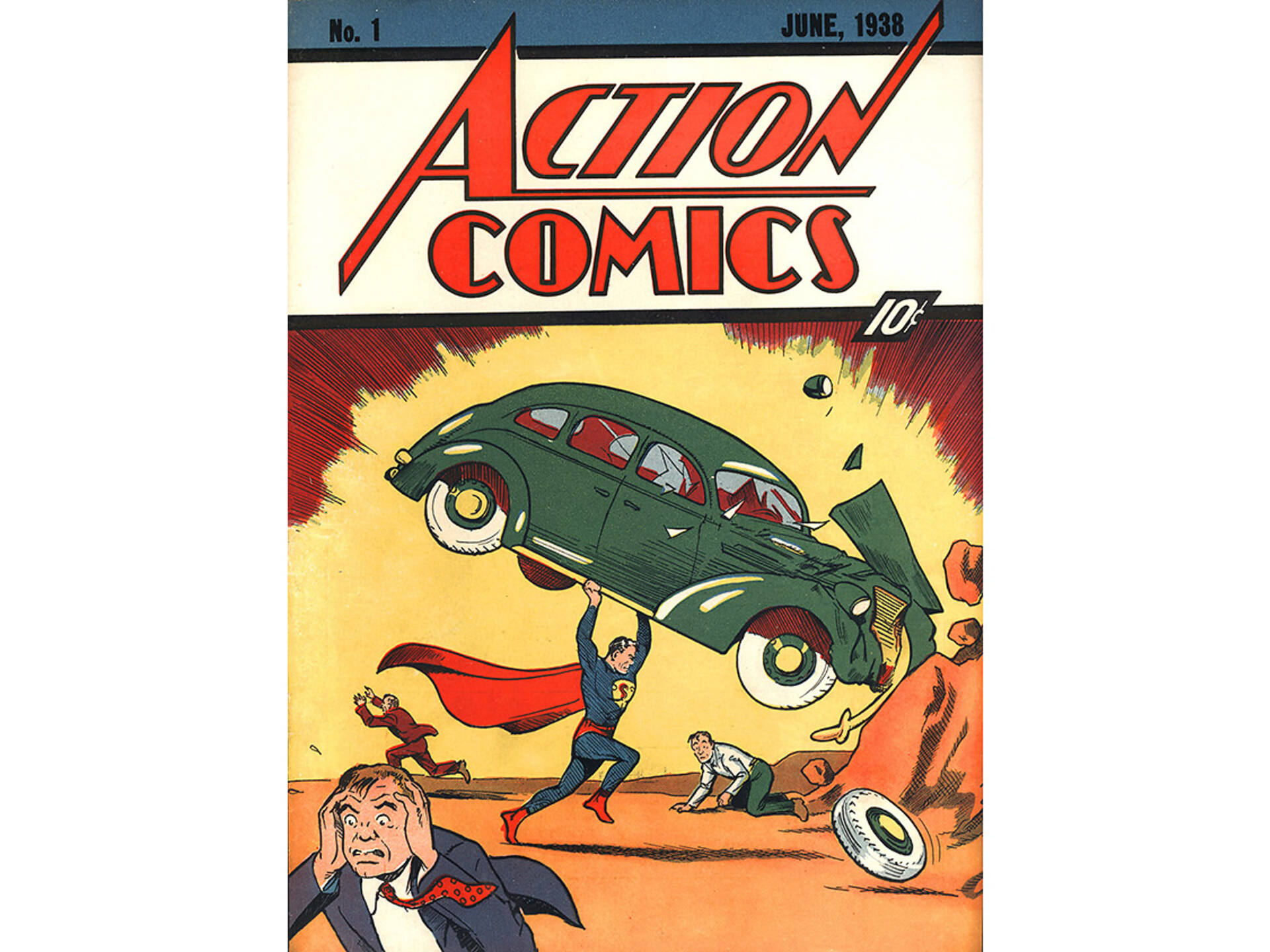 Photos of vintage comic books at the New-York Historical Society