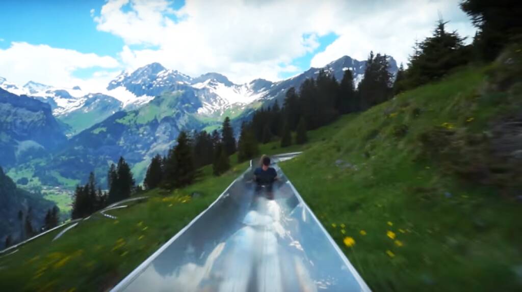 POV video shows how good the view is on this mountain toboggan ride