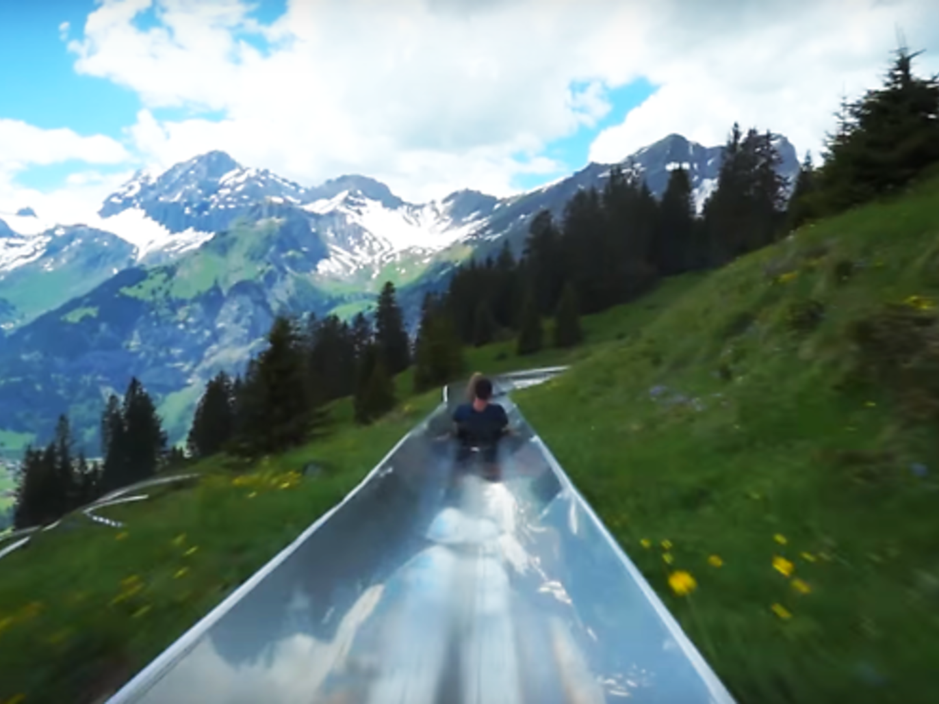 POV video shows how good the view is on this mountain toboggan ride