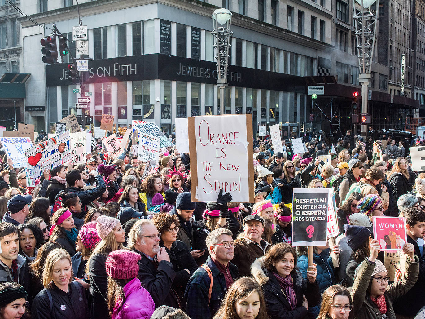 Best photos from the Women's March in NYC 2017 including signs