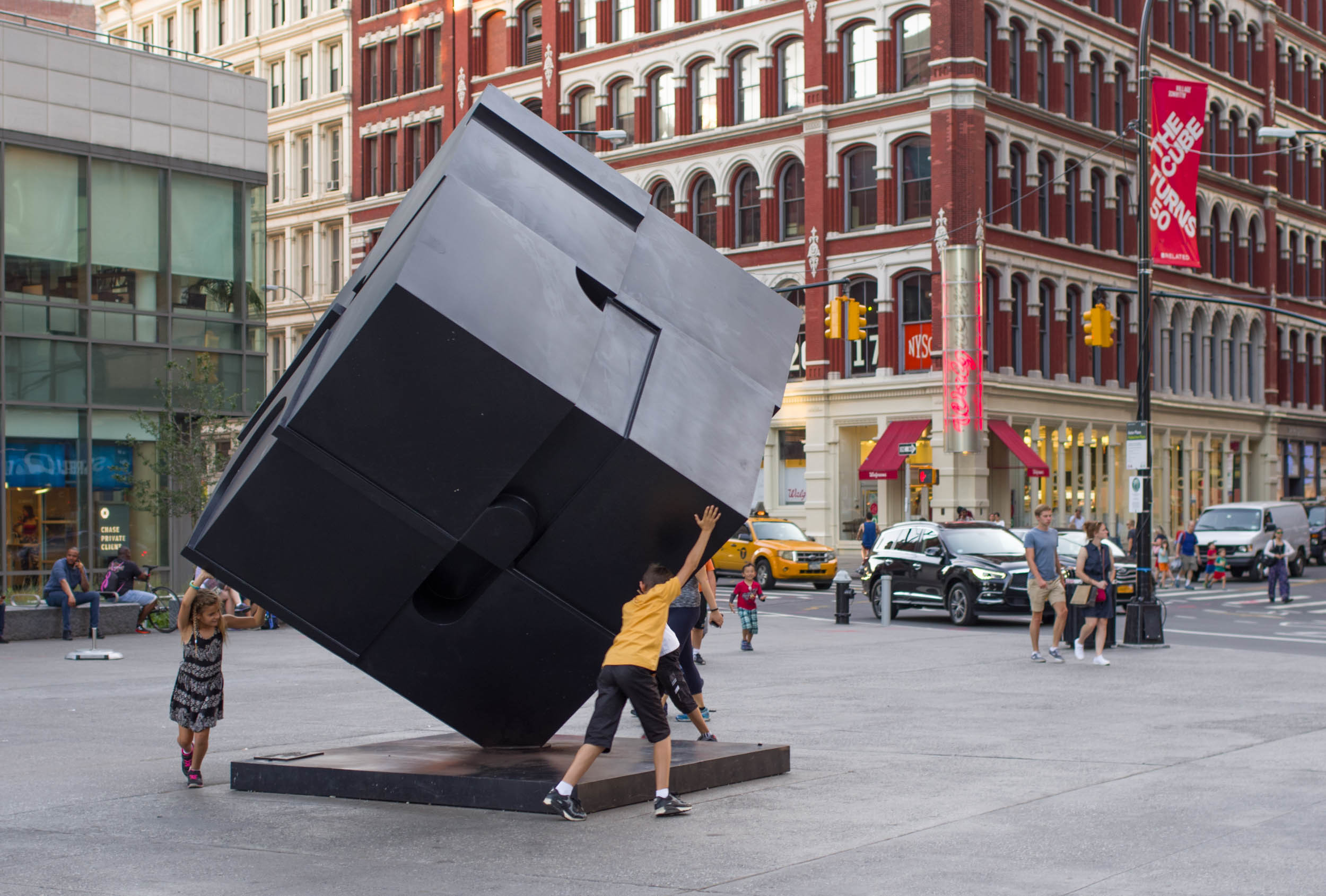 Go to the 50th-birthday party for the Astor Place Cube
