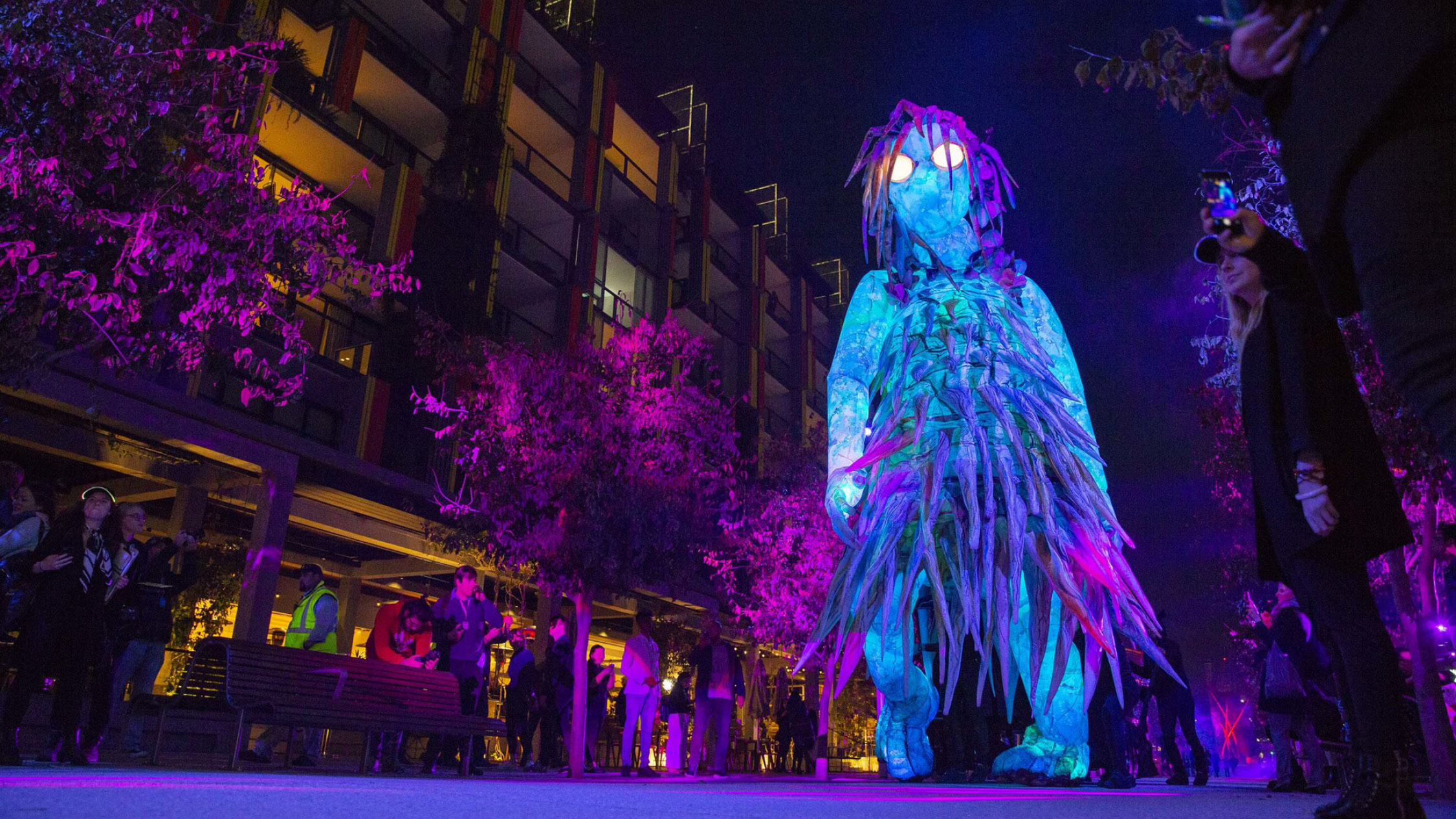 Meet a giant, glowing puppet spirit at Barangaroo this Vivid Sydney