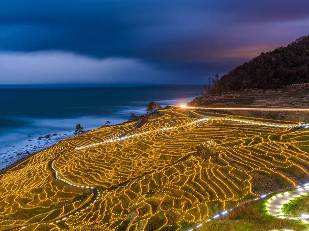 The seaside rice terraces in Wajima are now illuminated with 25,000 LED ...