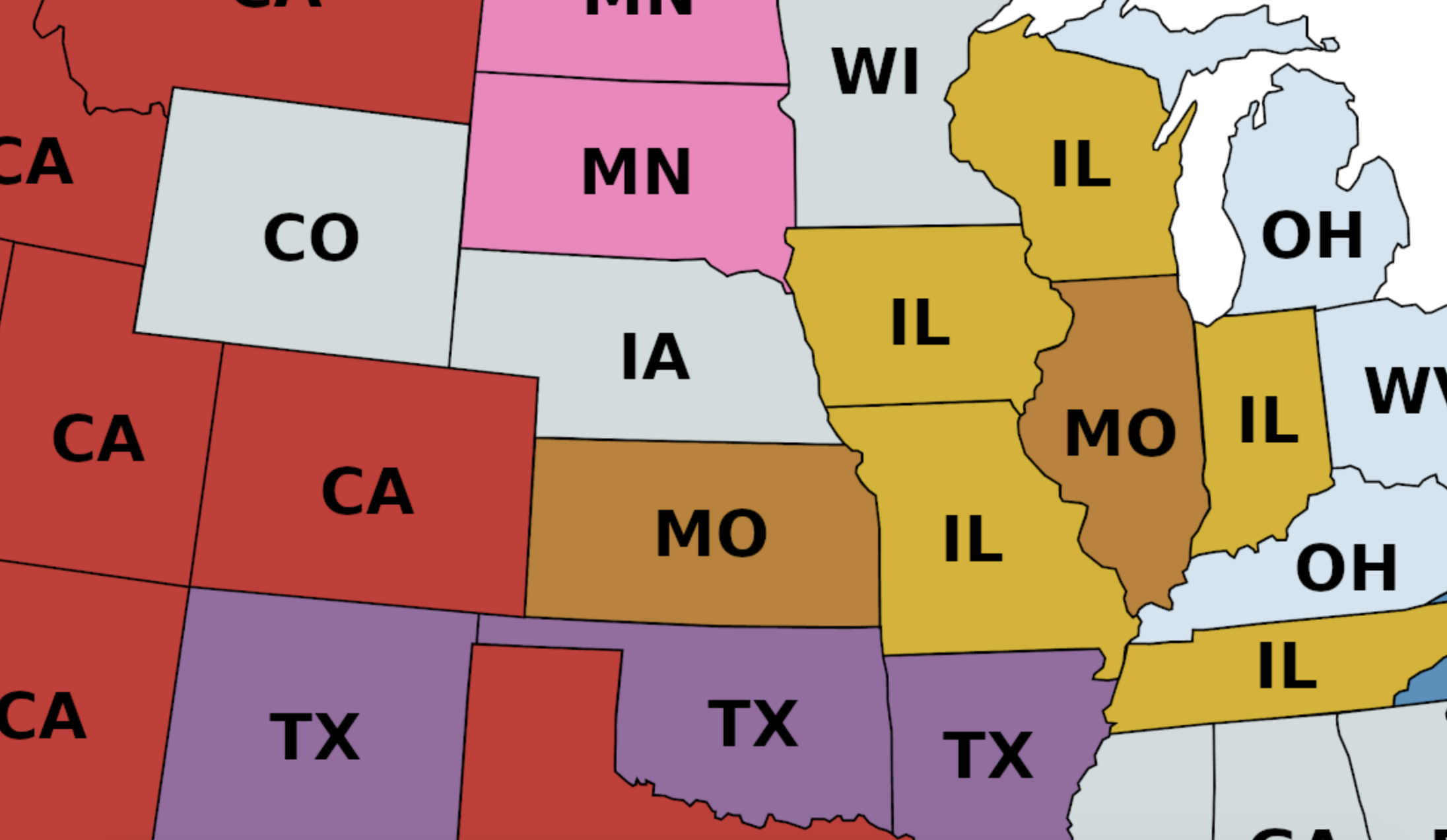 This map highlights where most out-of-state residents come from in each ...