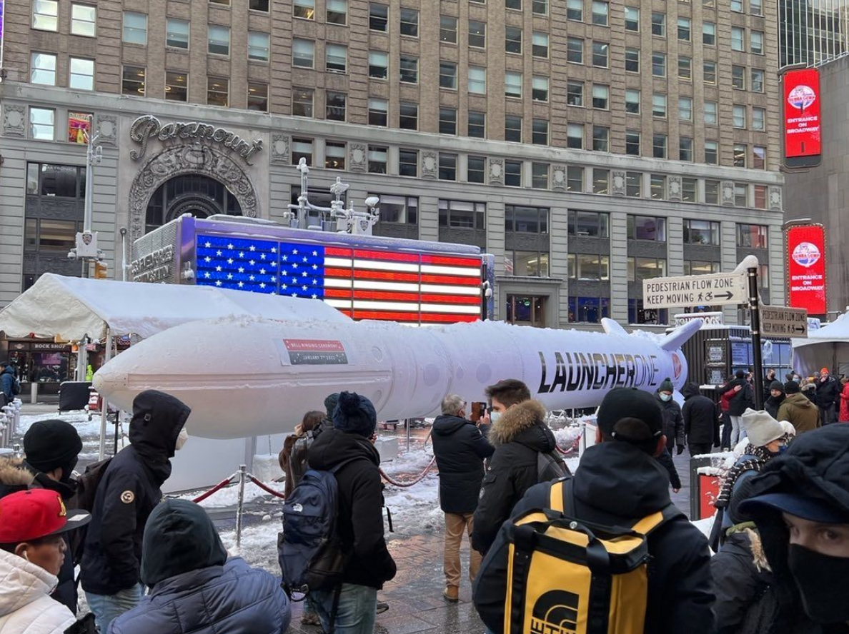 An awesome 70-foot rocket is now in the middle of Times Square