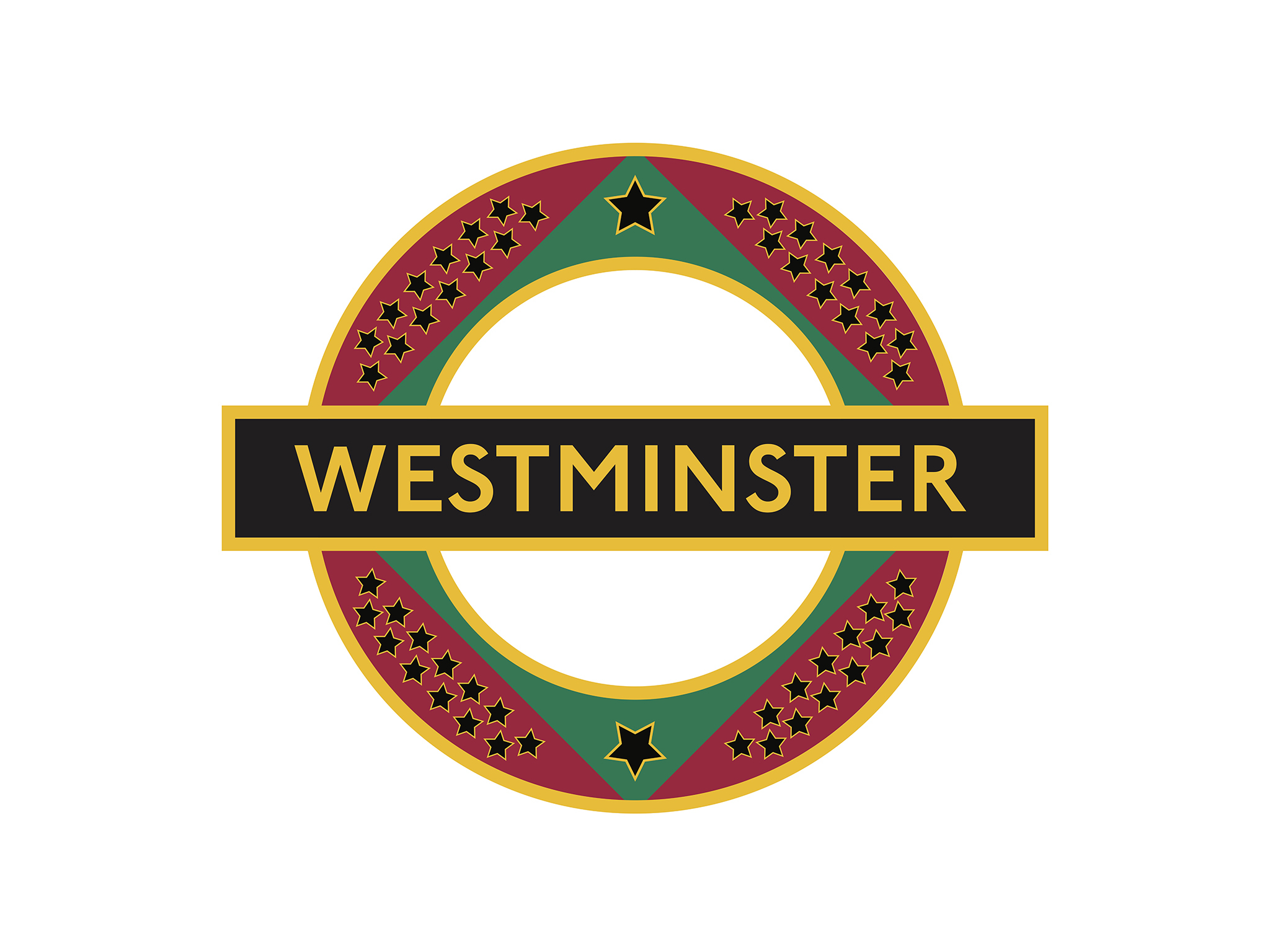 An artist has designed this excellent new roundel for Westminster station