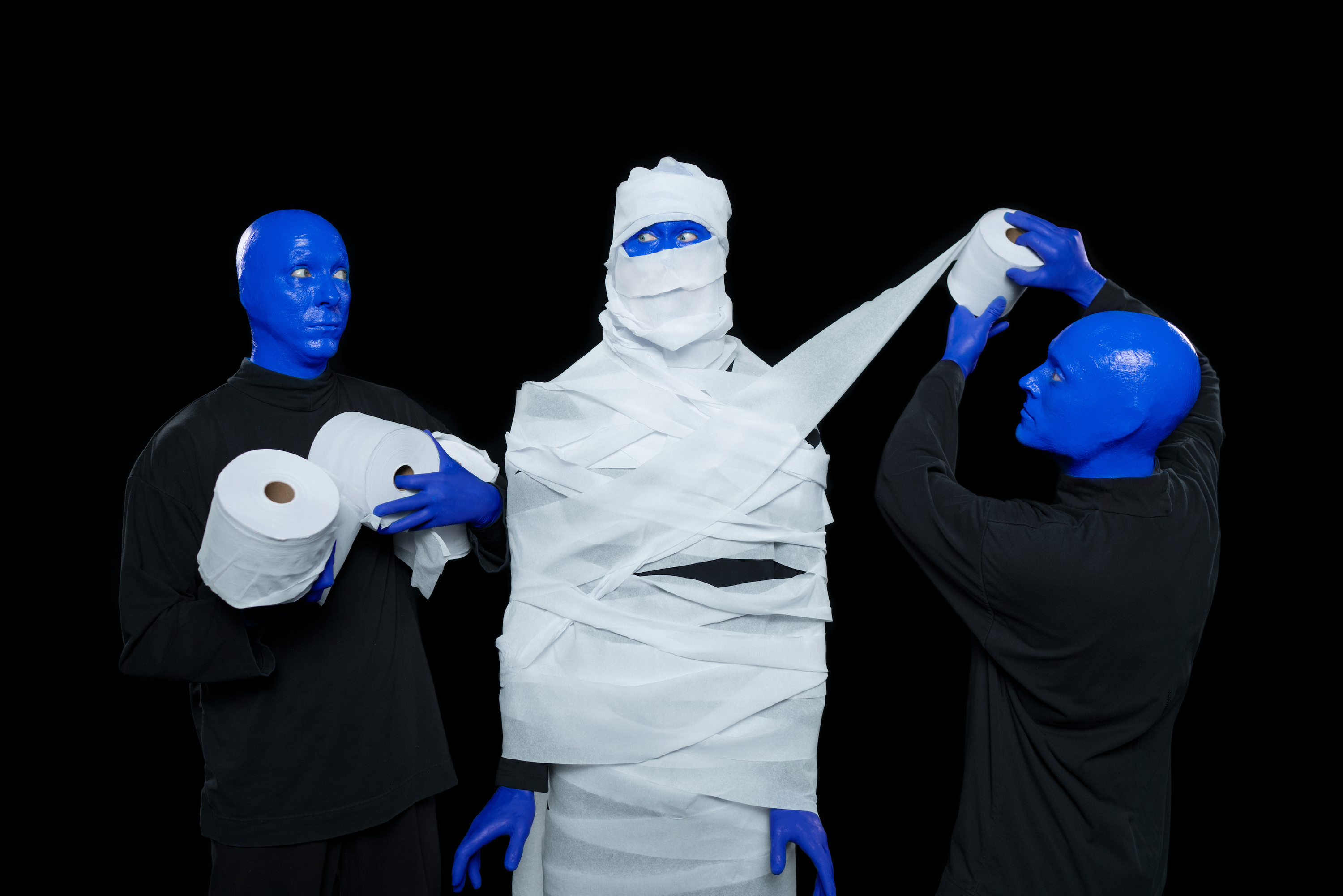 Blue Man Group Mask Costume Bald Caps And Creepy Eyes: Looking Past