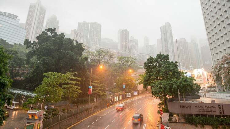 Heavy rain hits Hong Kong as Typhoon Wutip develops nearby