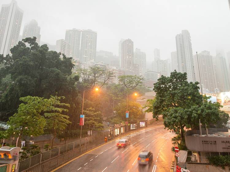 Heavy rain hits Hong Kong as Typhoon Wutip develops nearby