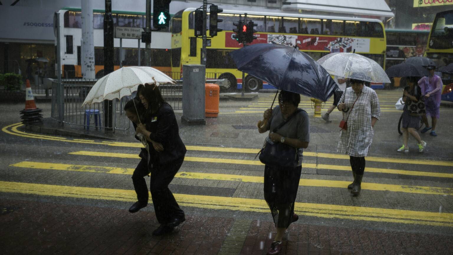 The first Black Rainstorm of the year pelts Hong Kong, with rain ...