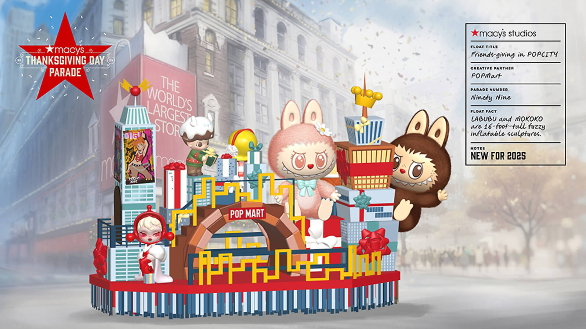 Two Giant Labubu Sculptures Join Macy’s Thanksgiving Parade in NYC