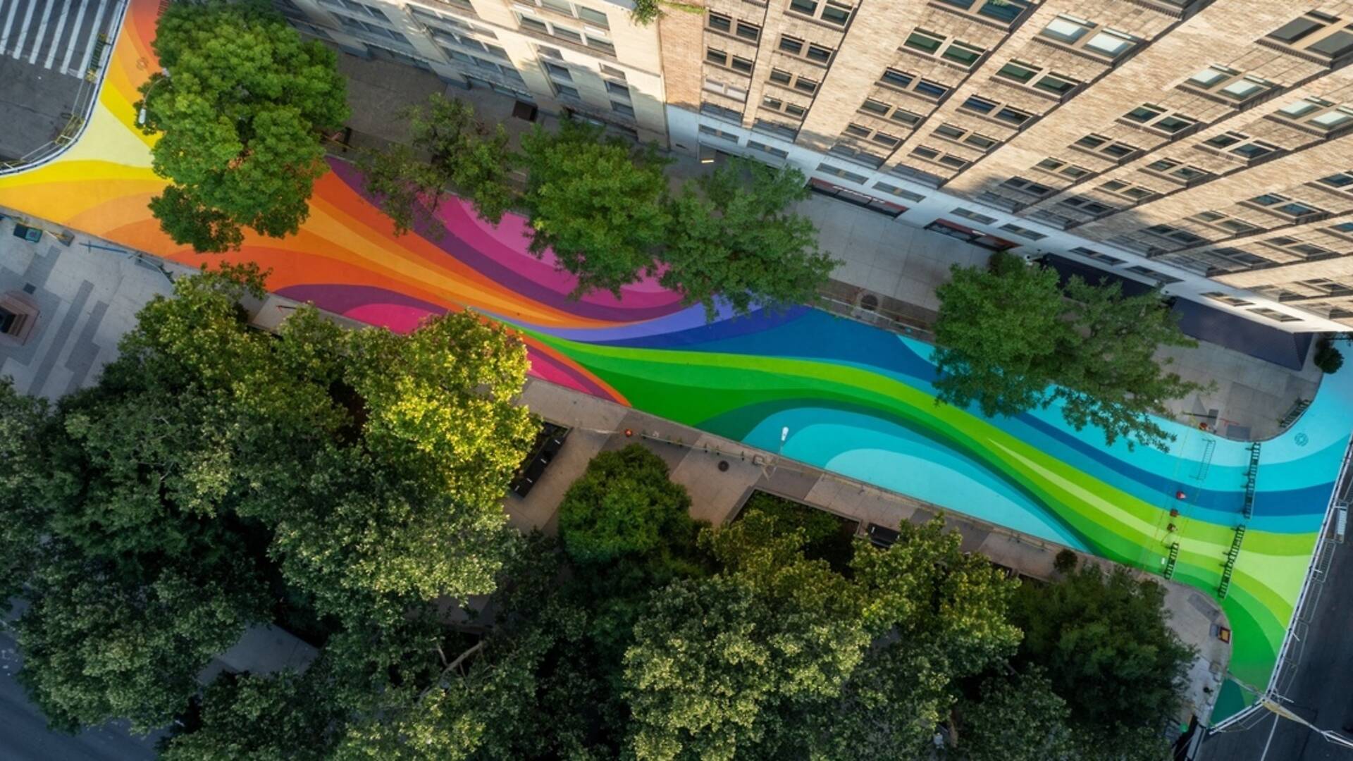 Hudson Square's New Mural Flows With Foot Traffic in NYC